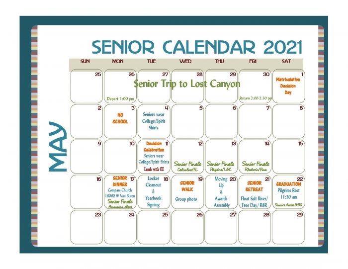 2021 Senior Calendar blue - Great Hearts Trivium Prep, Serving Grades 6-12